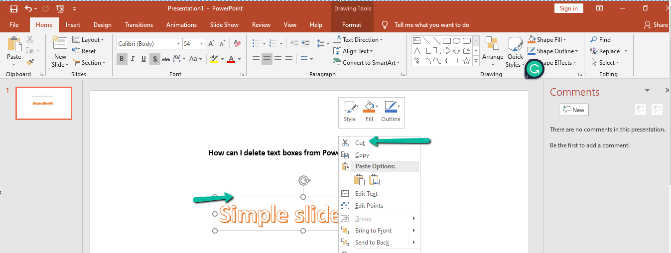 Delete Text Box In PowerPoint