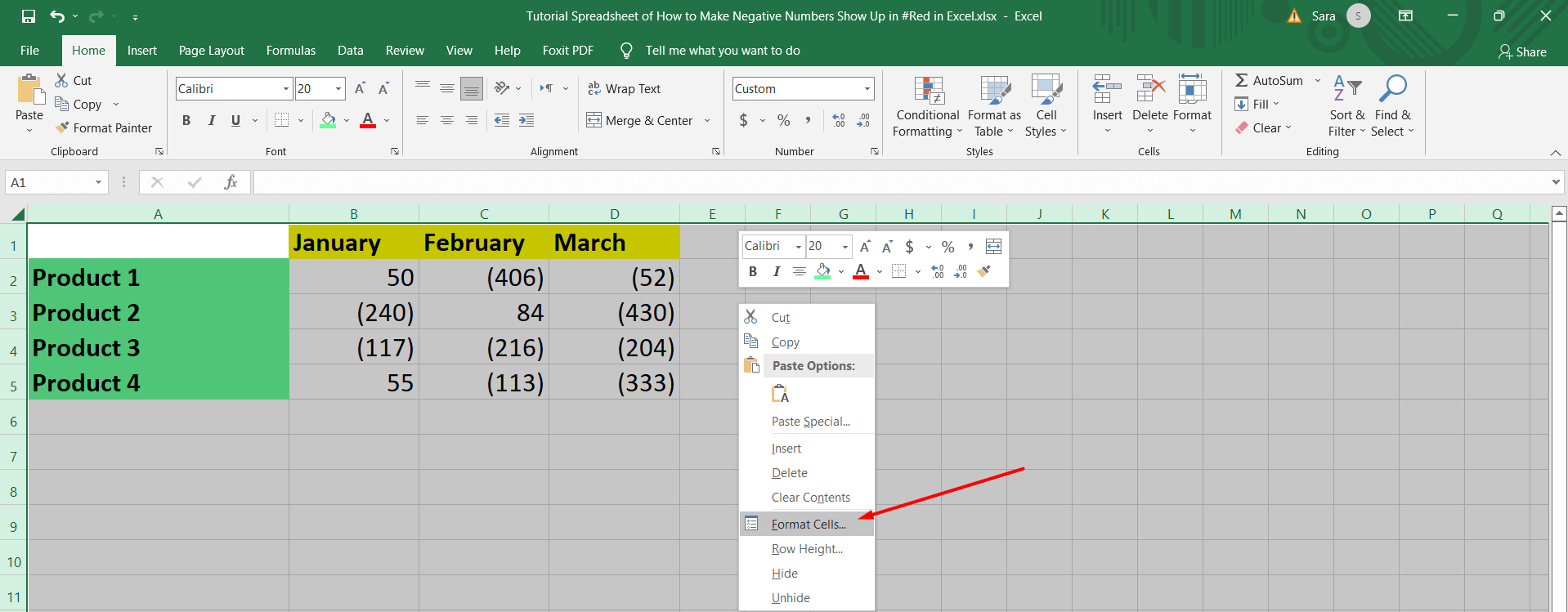 How To Make Negative Numbers Show Up In Red In Excel