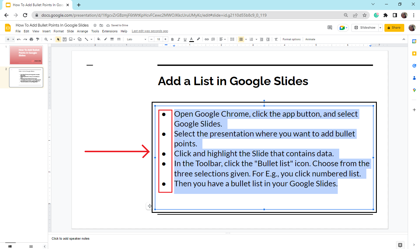 How To Add Bullet Points In Google Slides In 5 Quick Steps