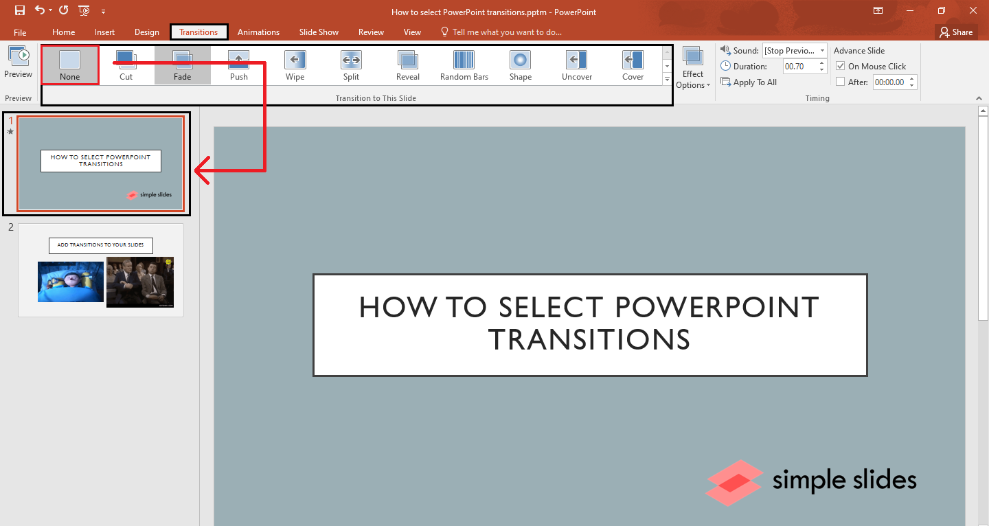 How To Select PowerPoint Transitions In 4 Easy Steps