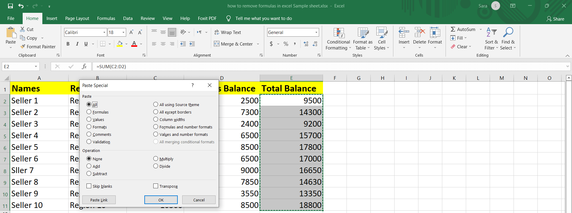 How To Remove Formulas In Excel