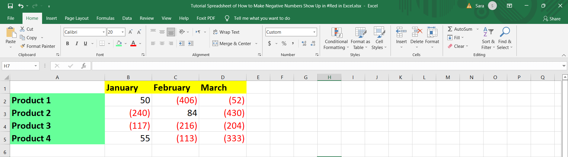 How To Make Negative Numbers Show Up In Red In Excel