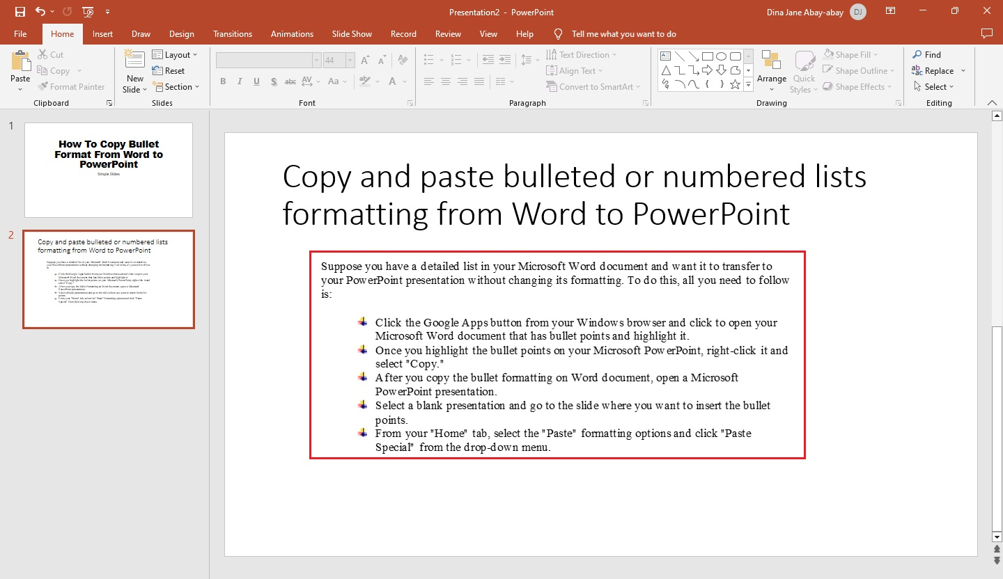 How To Copy Bullet Format From Word To PowerPoint In 8 Easy Steps